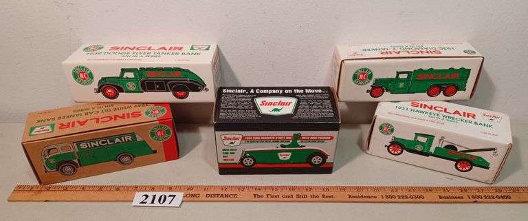 (5) ERTL Sinclair Gasoline die-cast truck banks in boxes - Mark Van ...