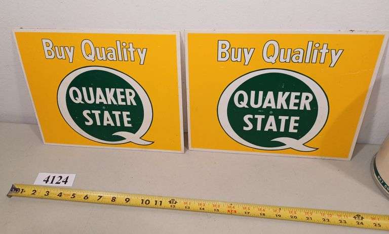 Quaker State plastic bank, two plastic double-sided signs - Mark Van ...
