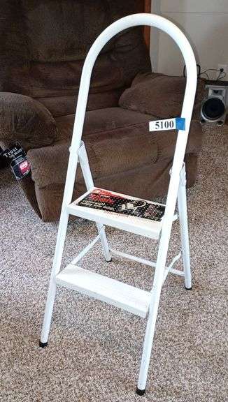 Metal two-step folding step stool - Mark Van Hook, Auctioneer