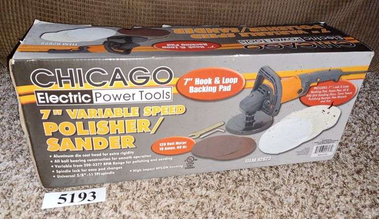 Chicago tools 7-in variable speed polisher/sander unused in box - Mark ...