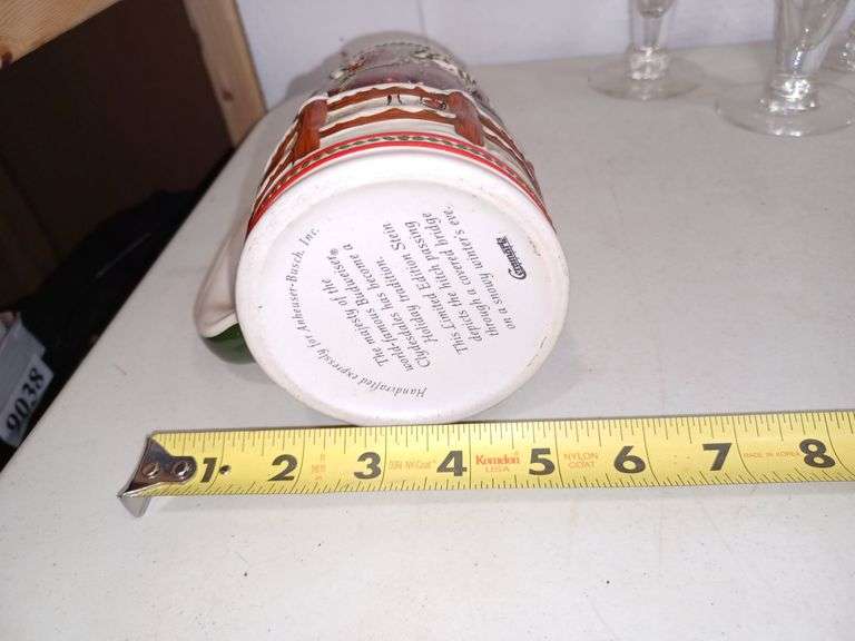 Budweiser beer mug, Heineken wooden shoe, beer glasses, Harley mug ...