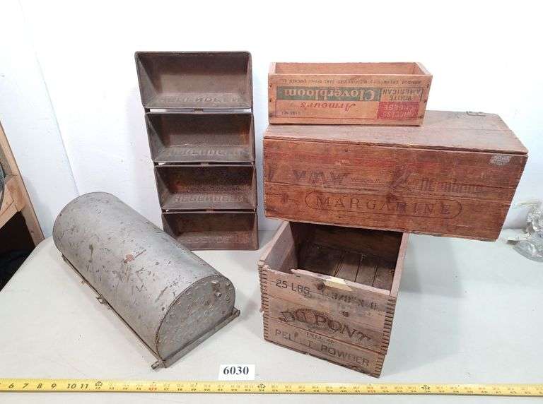 Wood crates, Herenden pan, Century Post Co. mailbox - Mark Van Hook ...