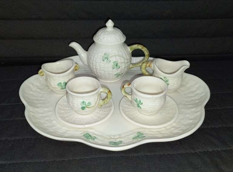 Belleek Shamrock miniature tea set - Mark Van Hook, Auctioneer