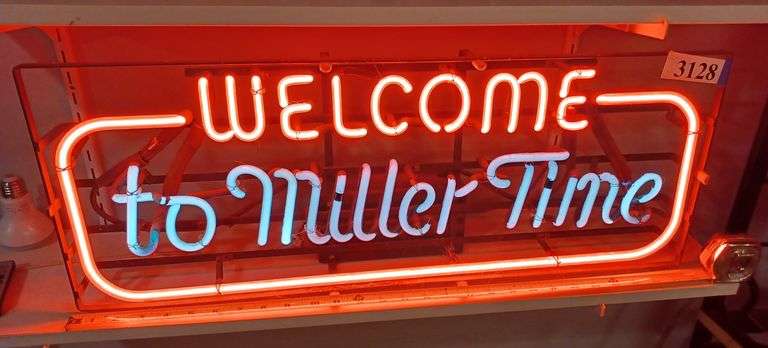 "Welcome to Miller Time" two color neon sign, working well - Mark Van ...