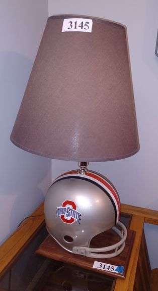 Ohio State football helmet table lamp - Mark Van Hook, Auctioneer
