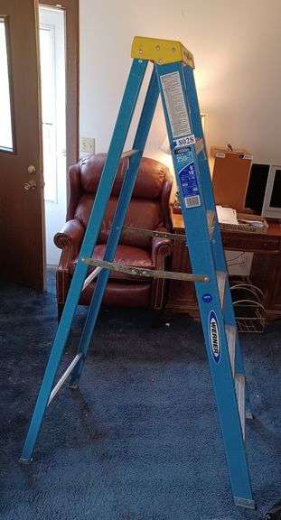 Werner blue fiberglass 6 ft step ladder - Mark Van Hook, Auctioneer