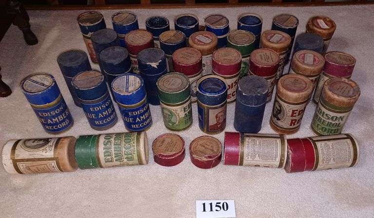 Lot of Edison phonograph cylinders in tubes, and a few empty tubes ...