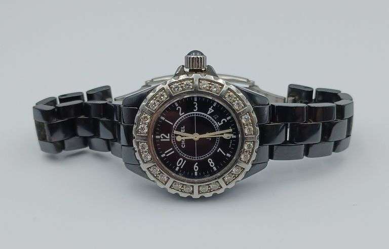 Chanel 33mm J12 “Etanche” 200M quartz watch in black ceramic with ...