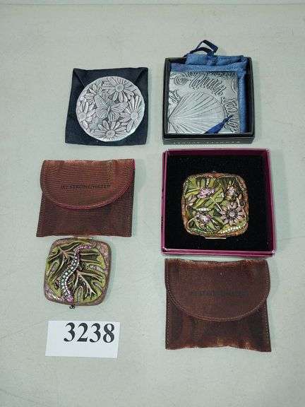 2 Jay Strongwater compacts, 2 Wendell August hand mirrors - Mark Van ...