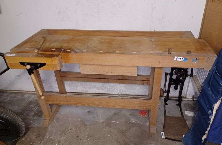 Hofmann and Hammer wood work bench with vises built in front and side ...