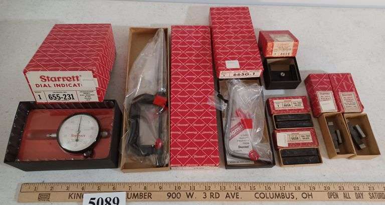 Starrett 655-231 dial indicator new in box and several accessories, most also new in box - Mark ...