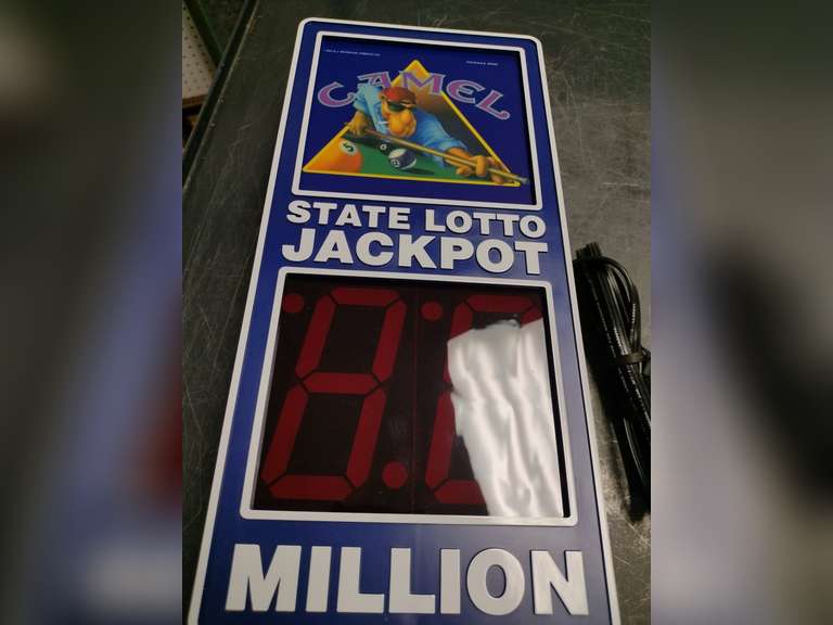 New Camel cigarettes Lotto Jackpot sign, in box.
