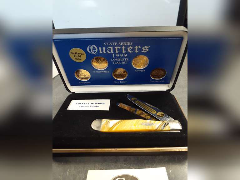 W. R. Case & Sons 1999 Complete Ltd Edition Knife/Quarters 24K Gold ...