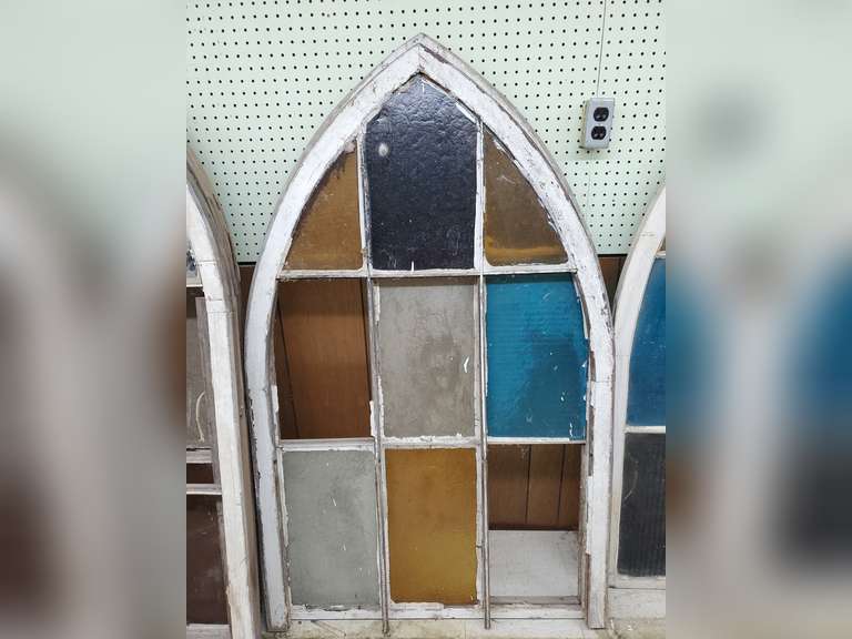 Antique Arched Stained Glass Window From The Old Mason Methodist Church ...