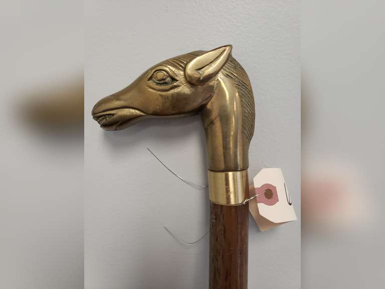 Brass mule head cane, head came off