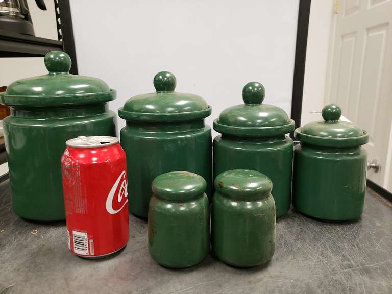 Green ceramic canisters and salt and pepper set - Northern Kentucky ...