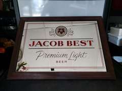 Jacob Best Premium Light Beer, lighted, mirrored sign