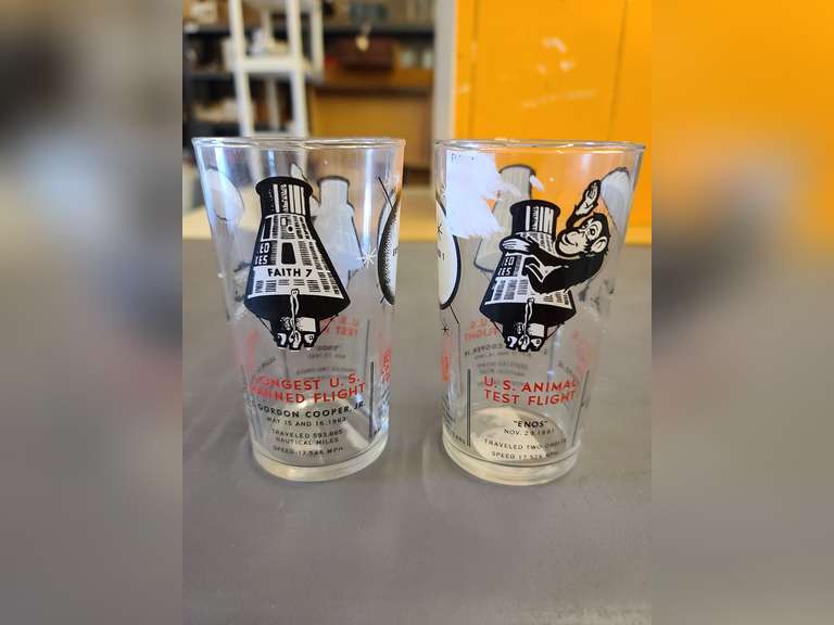2 NASA Explorer promo drinking glasses. Apollo 11 glass. Apollo 12 ...