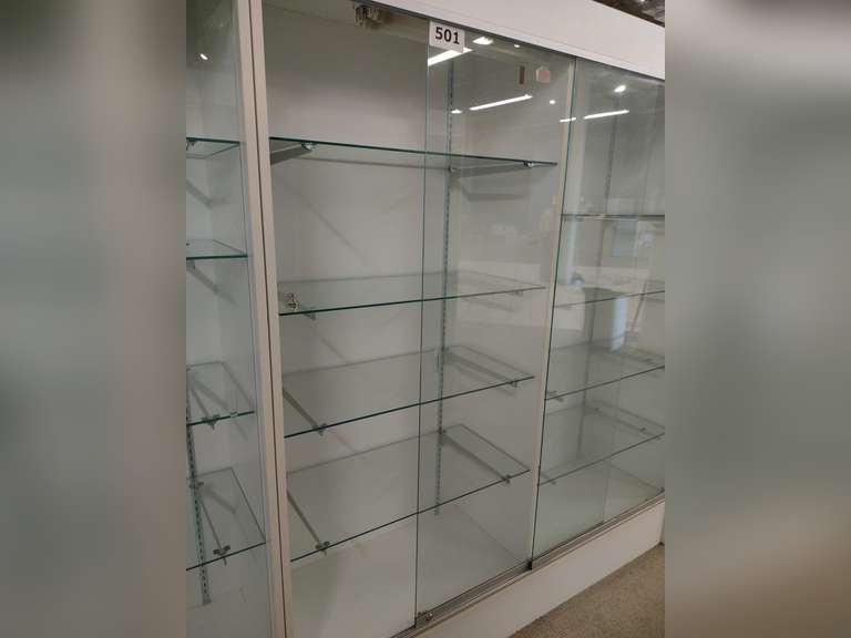 Wall lighted Showcase, double glass locking doors, 8 adjustable glass ...