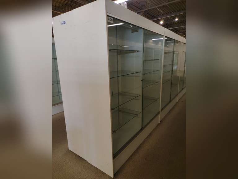 Wall lighted Showcase, double glass locking doors, 8 adjustable glass ...