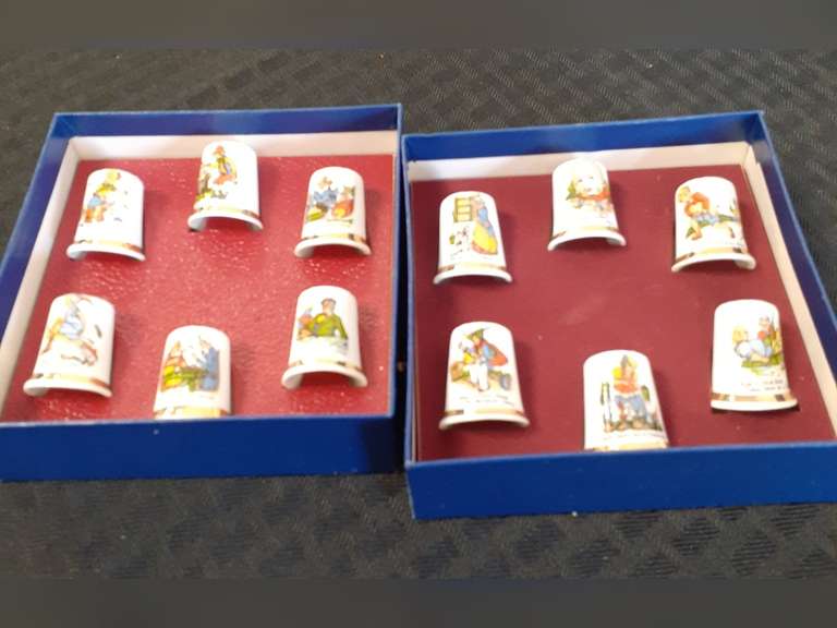 Children's Nursery Rhyme Thimble Collection - 2 Boxes (12 Thimbles)