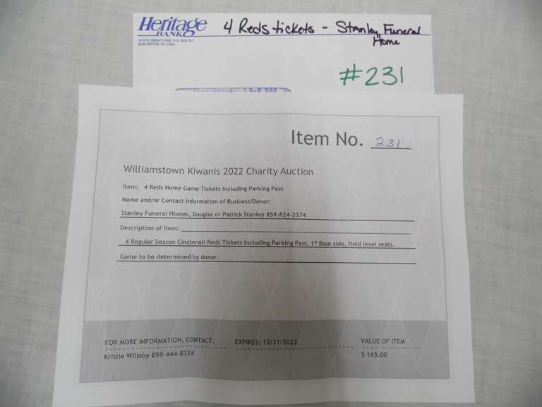 One set of 4 Cincinnati Reds home game tickets including parking pass ...