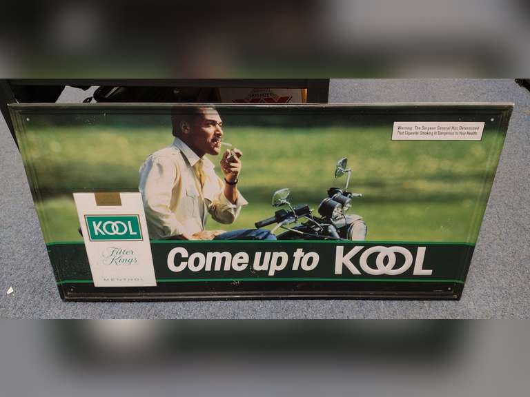 Kool cigarettes metal advertising sign, 35" l 18" h