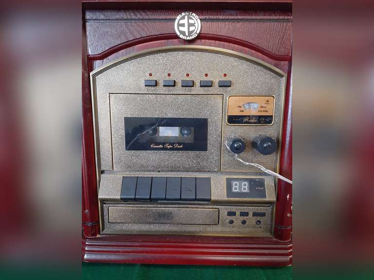 Electro Brand 9208 Nostalgic Turntable/AM-FM Radio/CD/Cassette Player ...