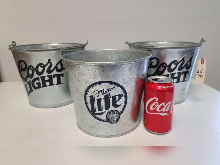 Galvanized metal beer buckets - 2 Coors Light & 1 Miller Lite ...