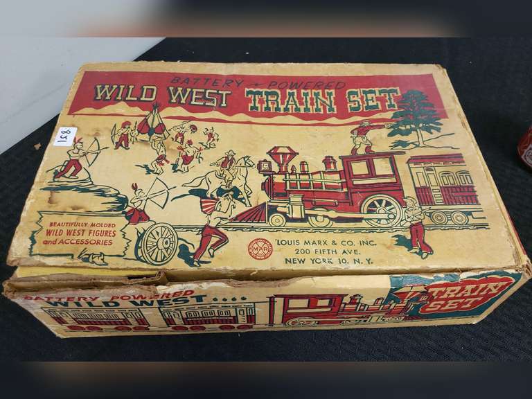 Louis Marx Wild West train set in original box- unverified for completeness