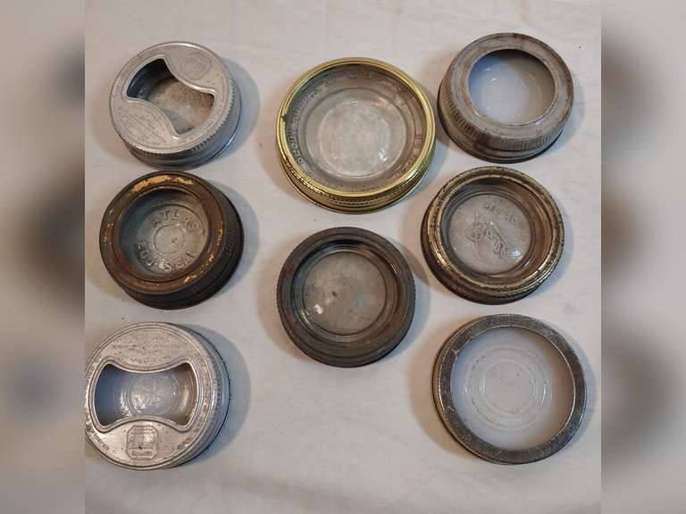 Assorted jar lids with glass inserts - Northern Kentucky Auction, LLC