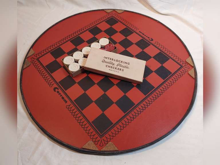 Old spinning checkerboard with checkers - Northern Kentucky Auction, LLC