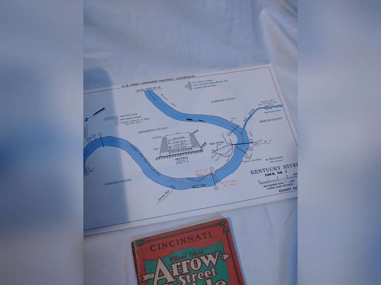 1968 Kentucky River navigation charts and a 1934 Arrow Street Guide for ...