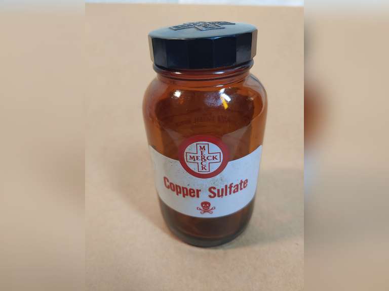 Merck Copper Sulfate Poison Bottle-painted original label - Northern ...