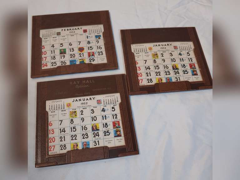 Ray Hall Optical calendars-1952, Covington Kentucky