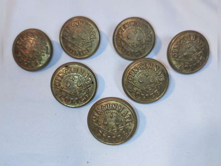 Old brass Cincinnati Police coat buttons - Northern Kentucky Auction, LLC