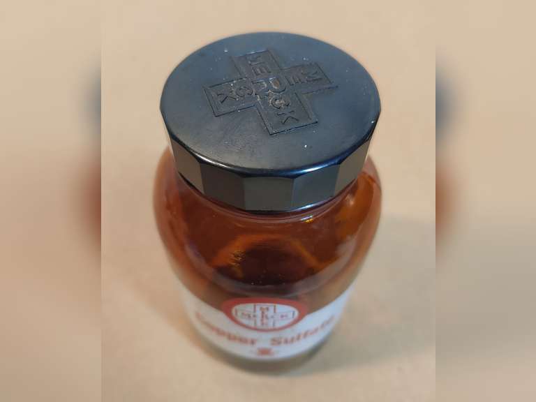 Merck Copper Sulfate Poison Bottle-painted original label - Northern ...