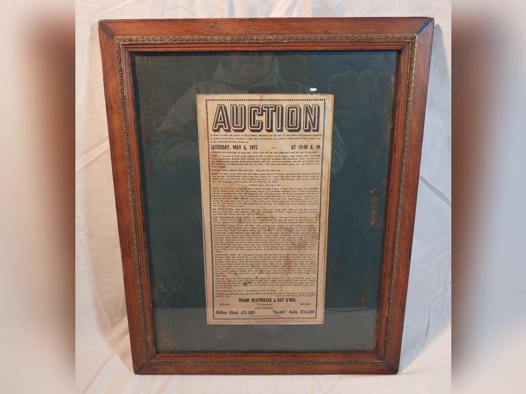 Old 1972 Auction newspaper ad framed - Northern Kentucky Auction, LLC