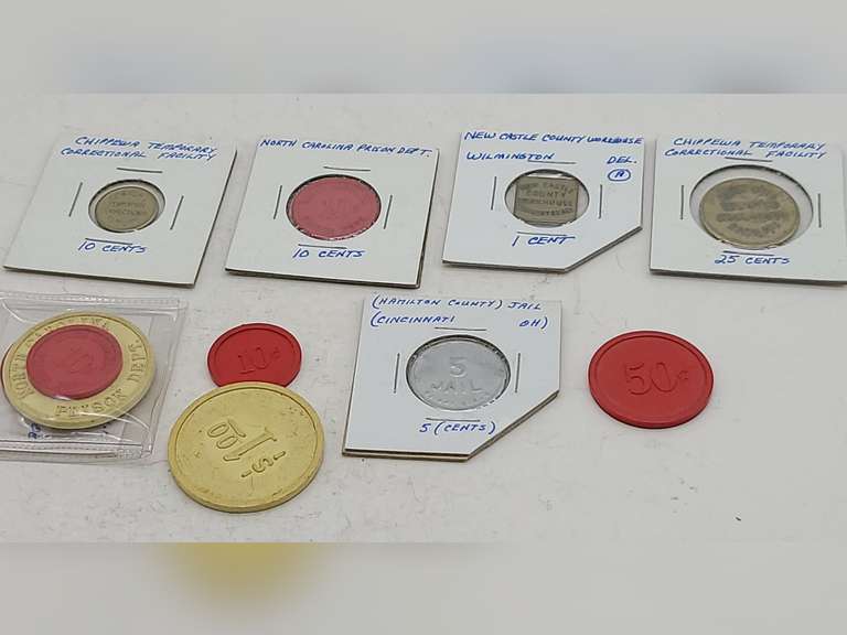 Group of U.S. Prison Tokens - Various Cities & States