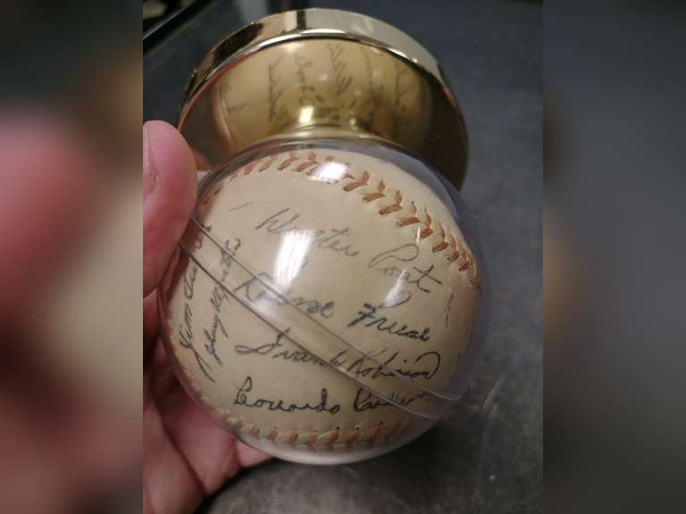 Stamped Autographed baseball, believed to be the 1961 World Series team ...