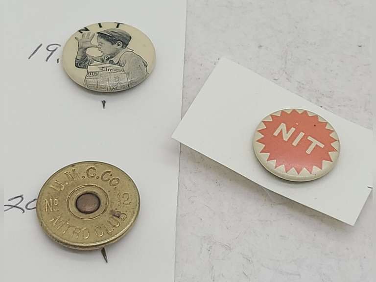 RARE Shotgun Back U.M.C. Co. Nitro Club Pinback & (2) Nit Pin and ...