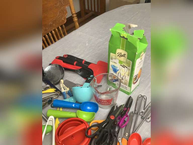 Assortment of miscellaneous kitchen items.