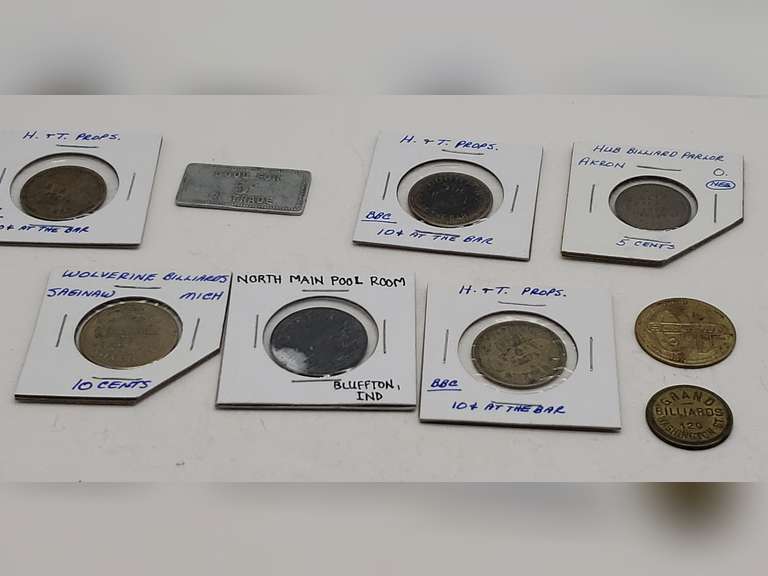 Group of U.S. Billiard Hall Tokens (Good for Vintage Tokens) - Northern ...