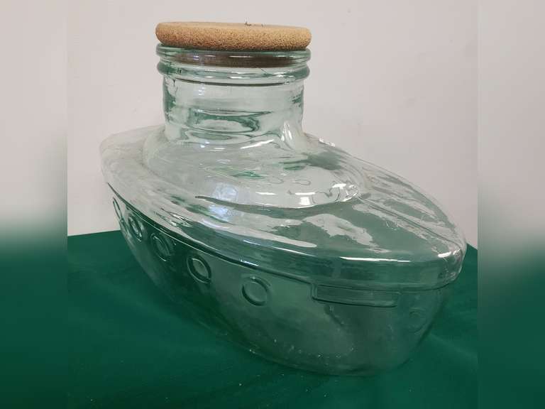 Large novelty glass tug boat cookie jar - Northern Kentucky Auction, LLC