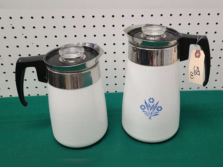 Corning Ware blue cornflower 9 cup percolator and 6 cup pot - Northern ...