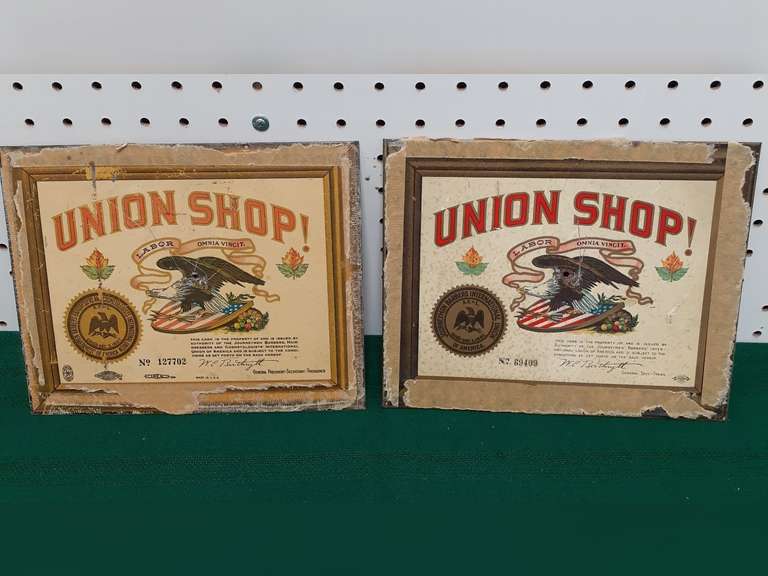 Journeyman Barbers Union Shop Signs - Northern Kentucky Auction, LLC