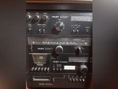 Pilot Stereo System in Glass Door Cabinet- Turntable, Radio, Cassette ...