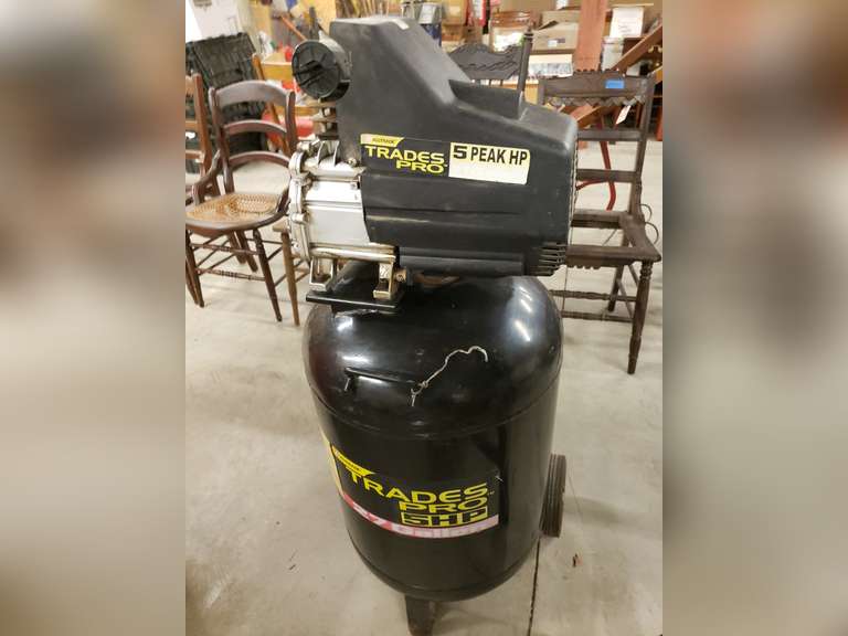 Trades Pro 5HP compressor - powers on - Northern Kentucky Auction, LLC