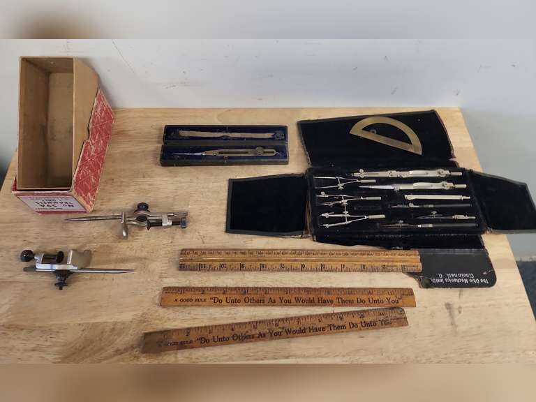 Trammel set, wood rulers, and drafting items - Northern Kentucky ...