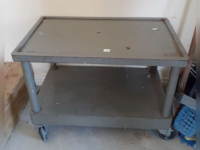 2 Shelf Rolling Metal Cart